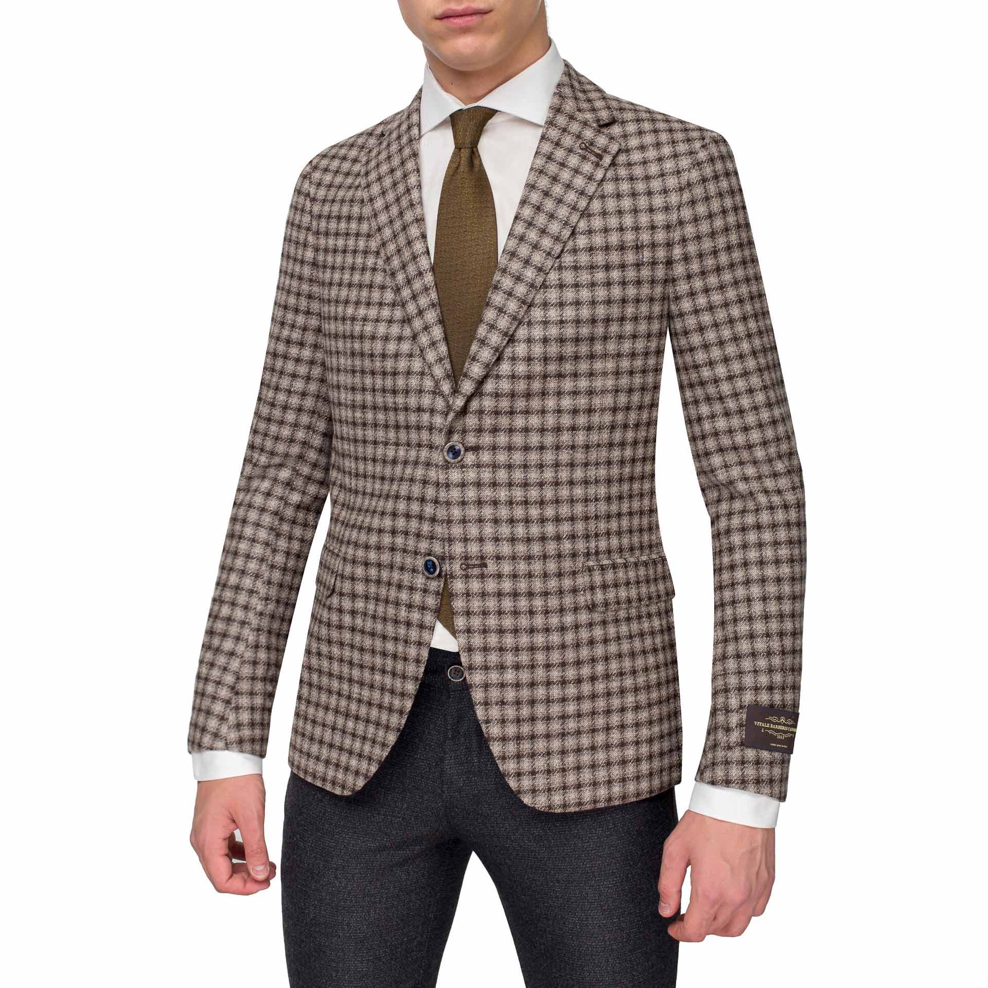 Вінтажний бежвевий піджак в коричневу клітку Купити в Stager Ua